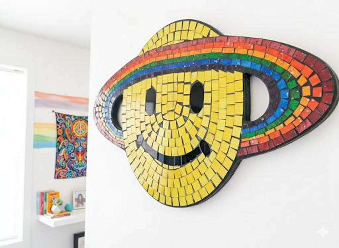 Smiley Face Mosaic Wall Art – Handmade Fair Trade Rainbow Tile Decor ...