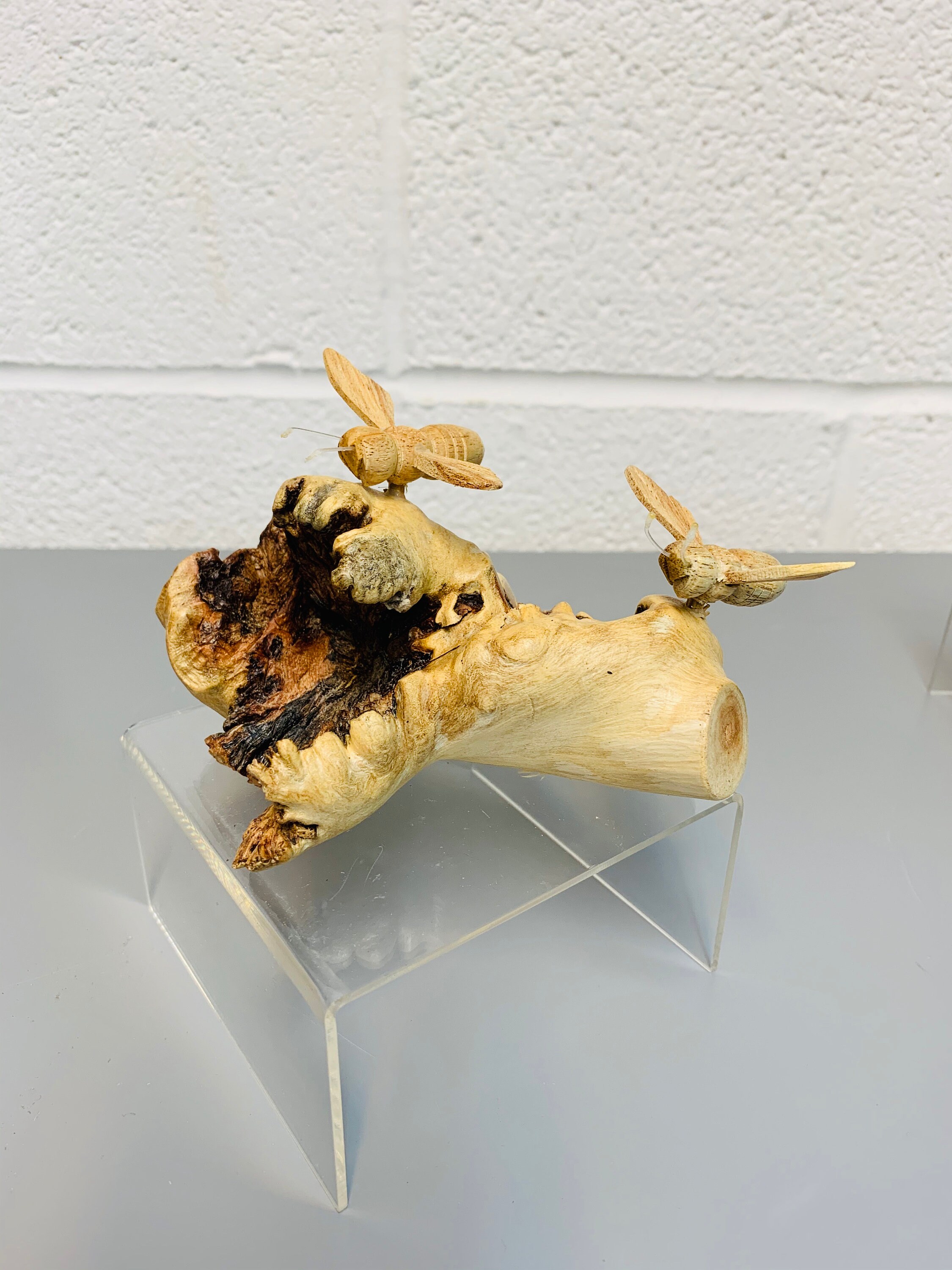 Parasite Bee Carving With Two Hand Carved Ornamental Bees Standing ...