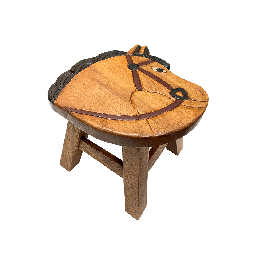 Childrens Wooden Stool Novelty Horse Design Kids Stool Step Chair Fair ...