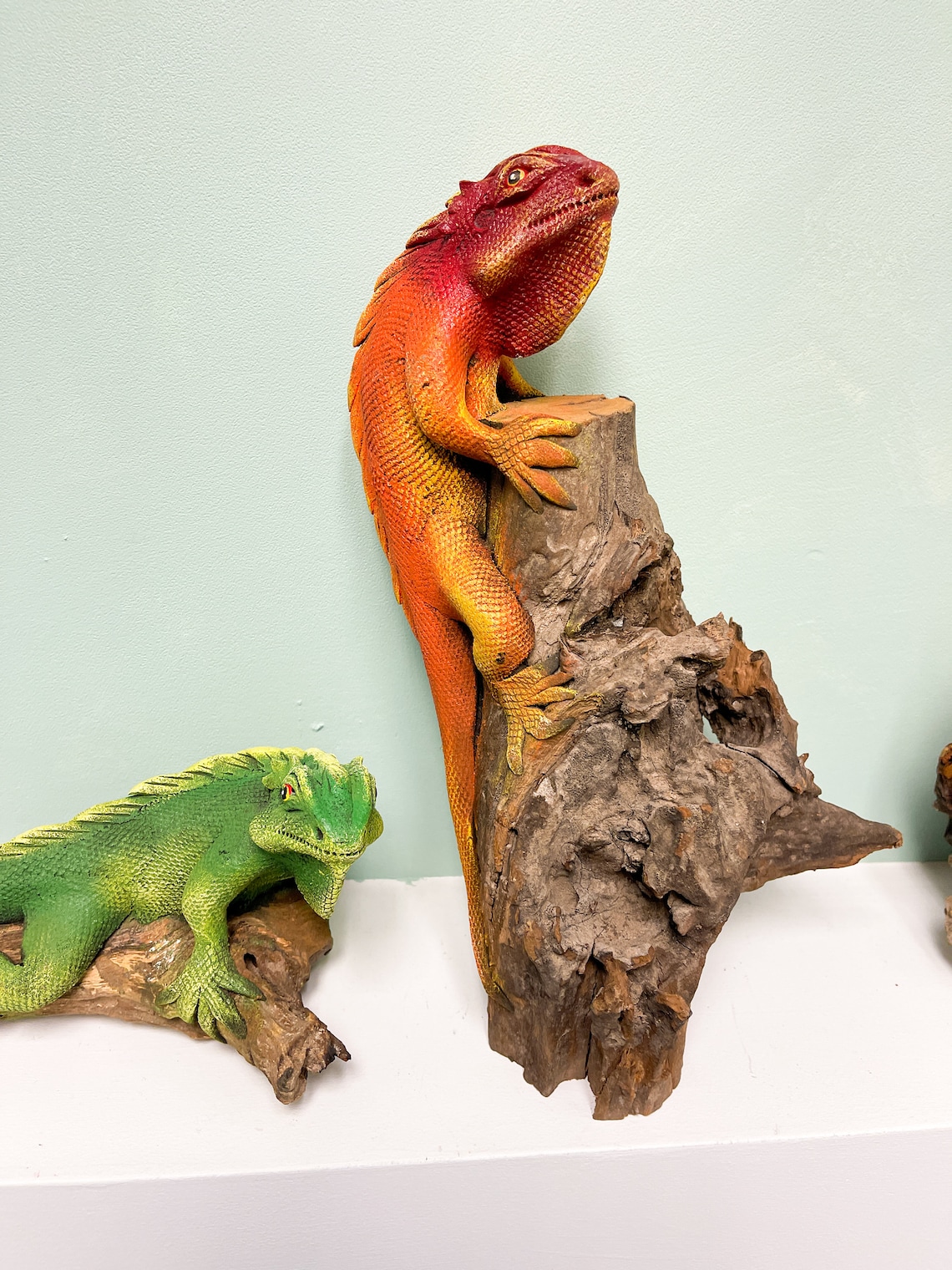 Iguana Statue Sculpture Ornament Figure on Wood Fair Trade - Etsy