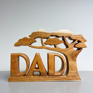 Wooden Carved Dad Ornament Wooden Sign Home Decor Sideboard Tree of ...