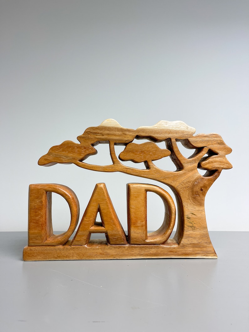 Wooden Carved Dad Ornament Wooden Sign Home Decor Sideboard Tree of ...