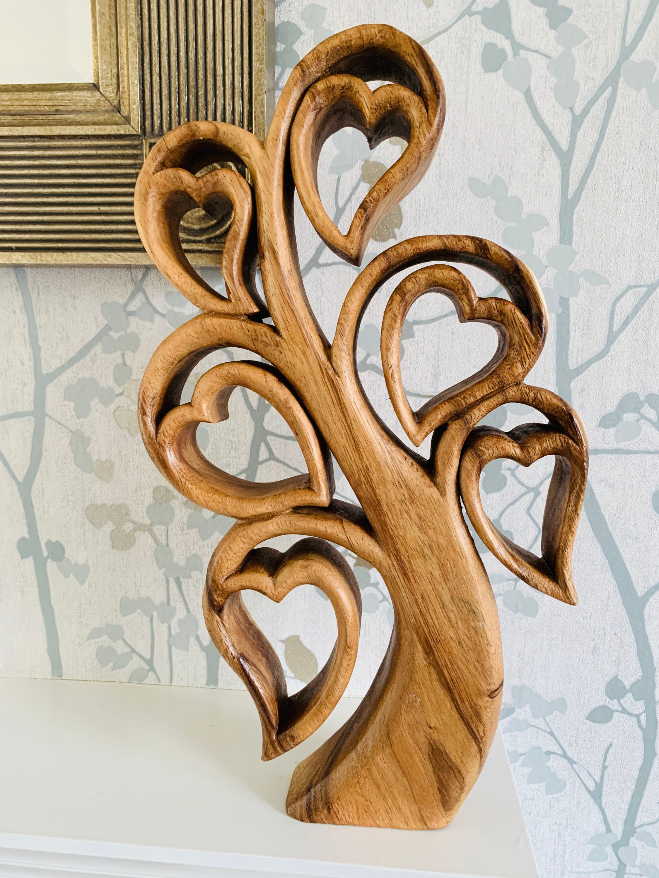Wooden Heart Tree Ornament - Hand Carved Decorative for Home - Etsy UK