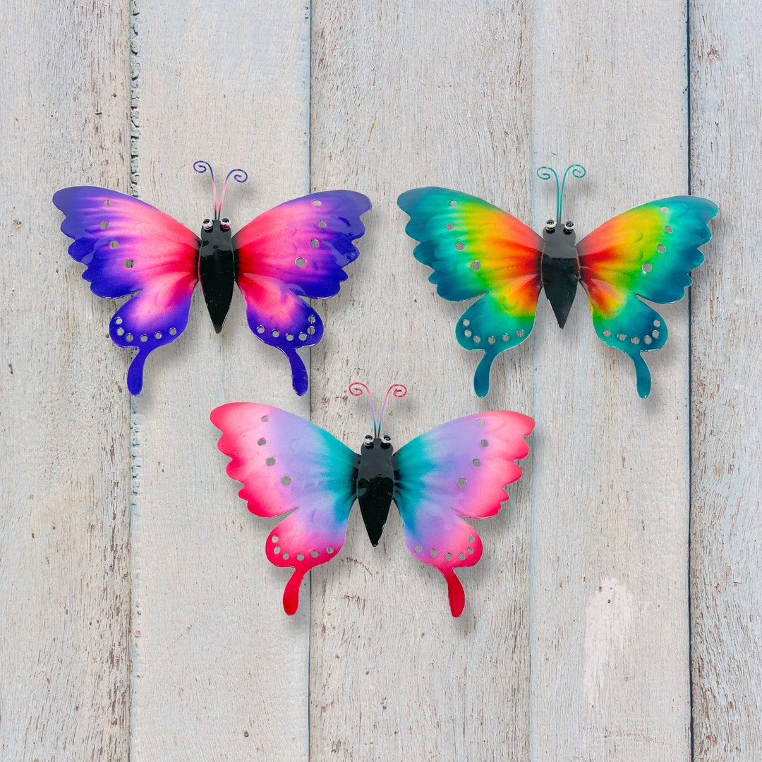Painted Metal Butterfly - Multicoloured Rainbow Metal Handmade ...