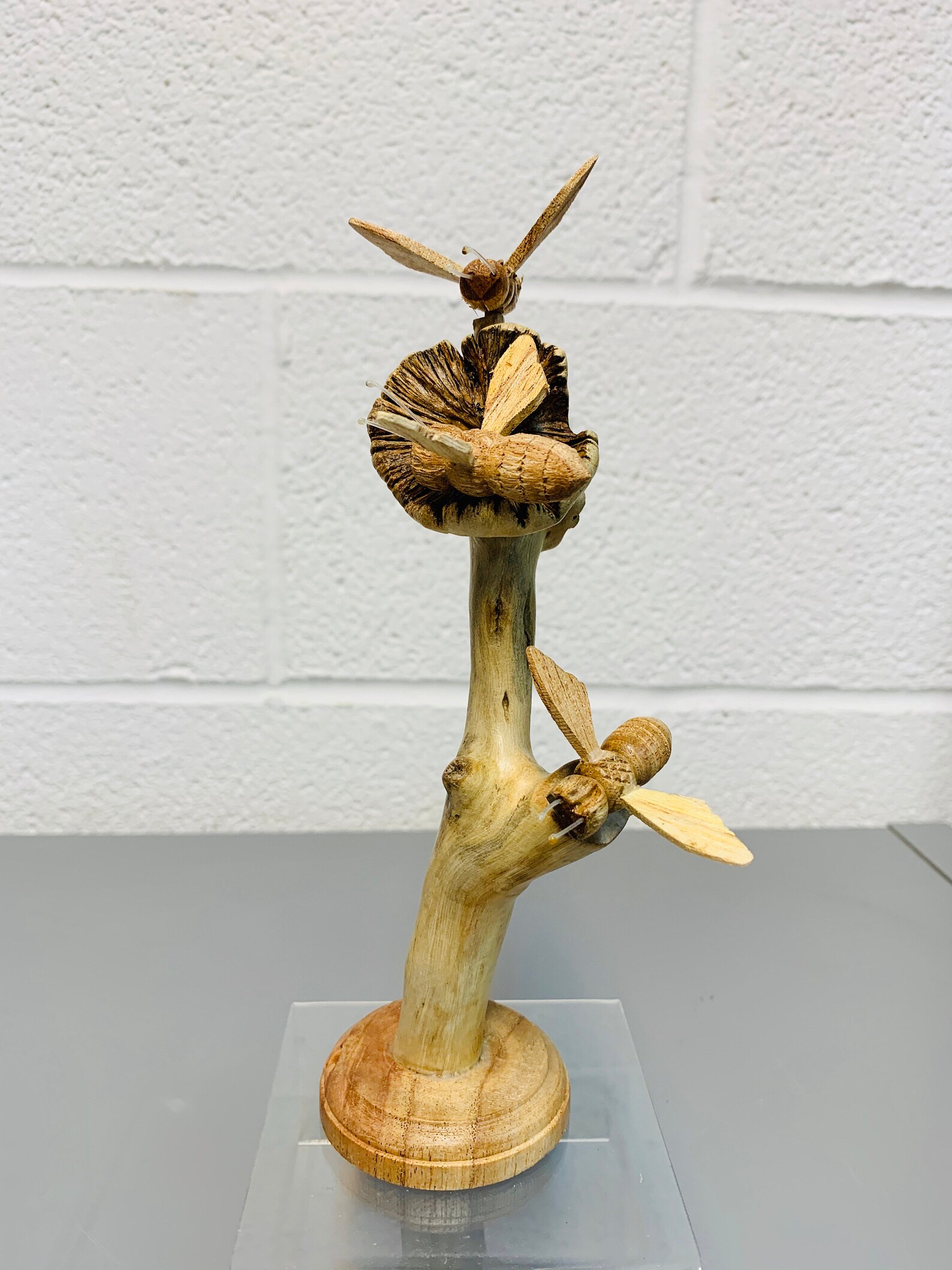 Parasite Bee Carving With Three Hand Carved Ornamental Bees Standing ...