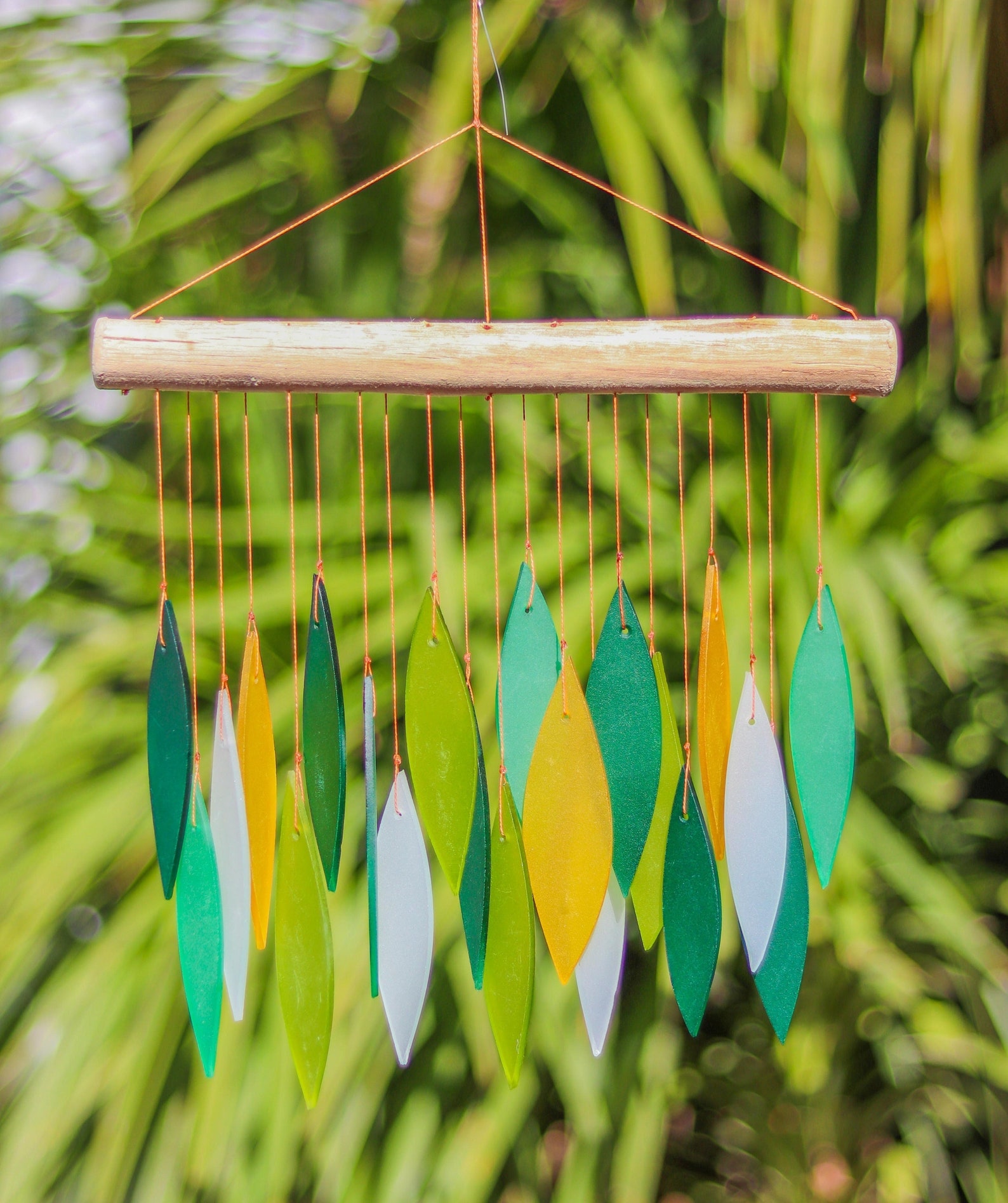 Glass Wind Chime Green Leaves Windchime Garden Art Home Decor - Etsy
