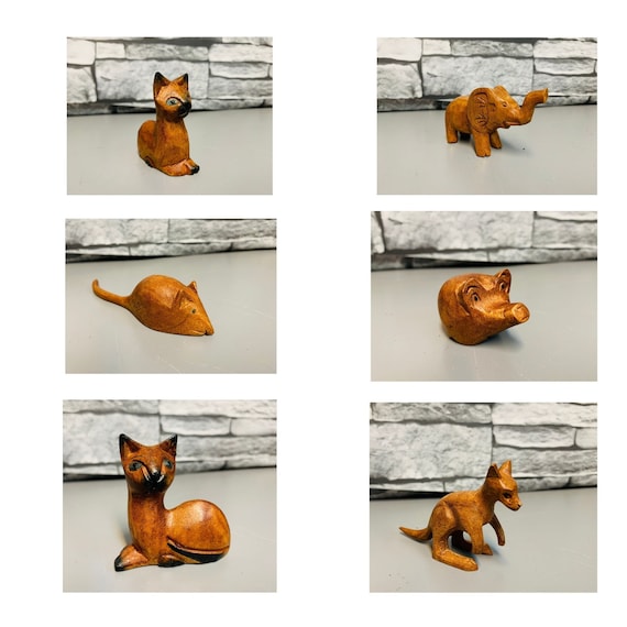 Small Wooden Animal Carvings Natural Fair Trade Assorted - Etsy UK