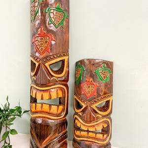 Hawaiian Tiki Mask Wall Hanging - Hand Carved Albesia Wood Decoration ...