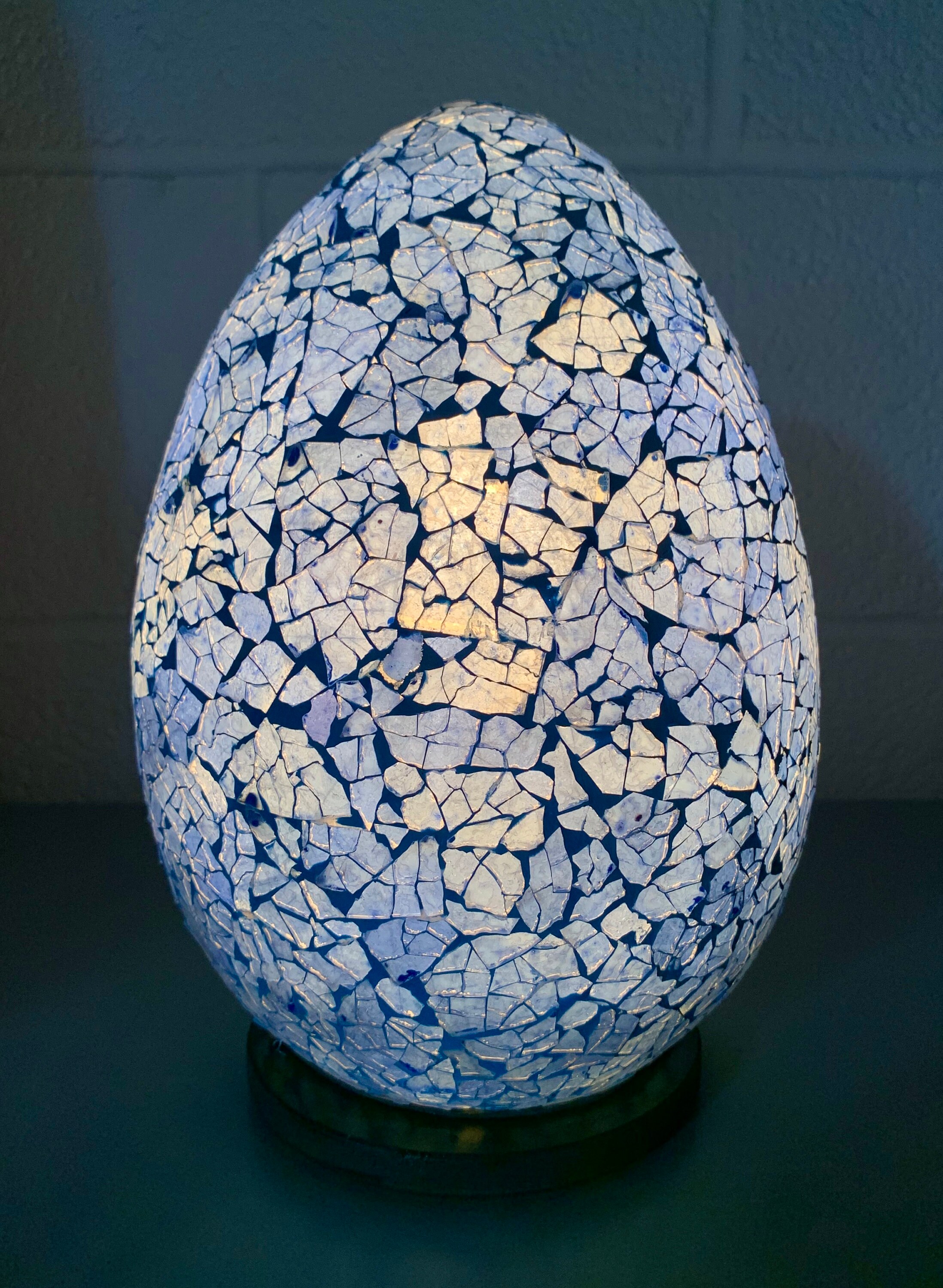 Mosaic Egg Shaped Lamp Blue Crackle Effect Desk Table Lamp | Etsy