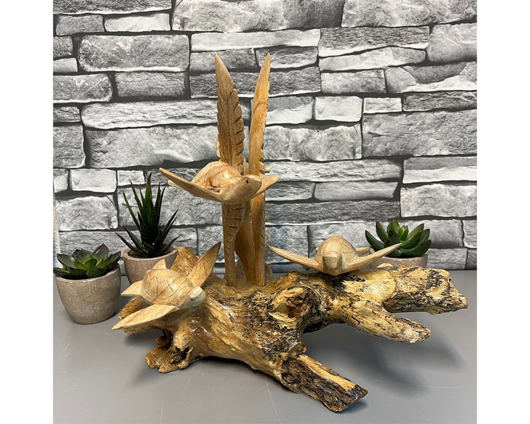 3 Turtles on Wooden Stand Wooden Carving Ornament Natural Fair Trade - Etsy
