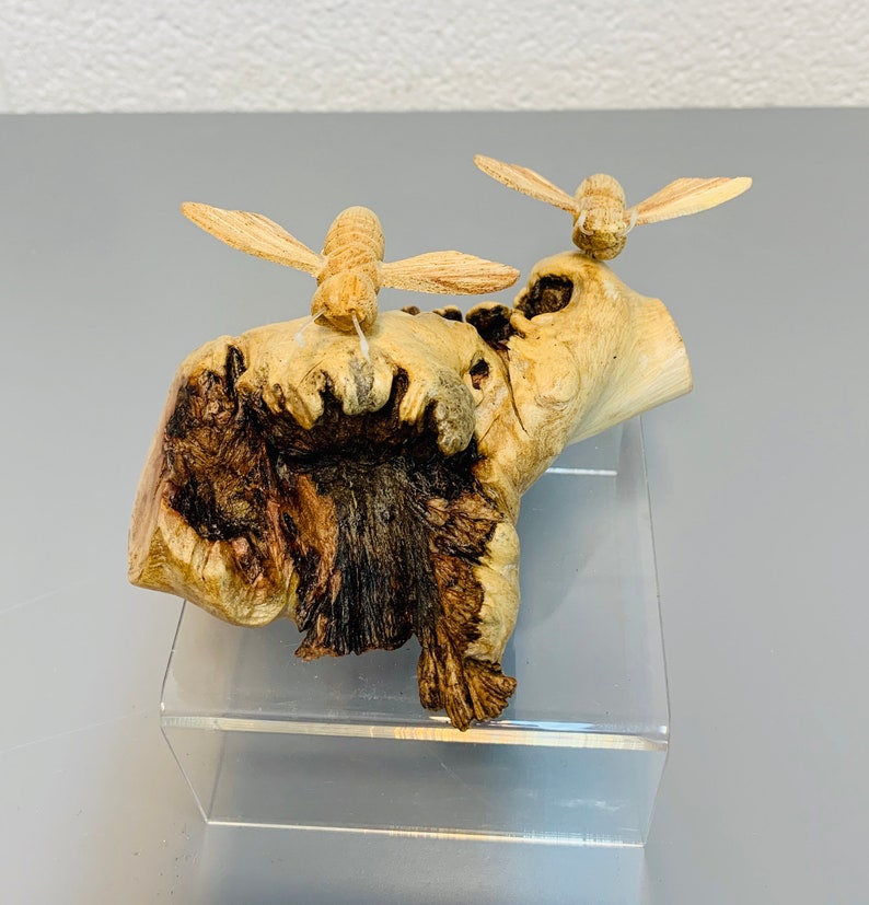 Parasite Bee Carving With Two Hand Carved Ornamental Bees Standing ...