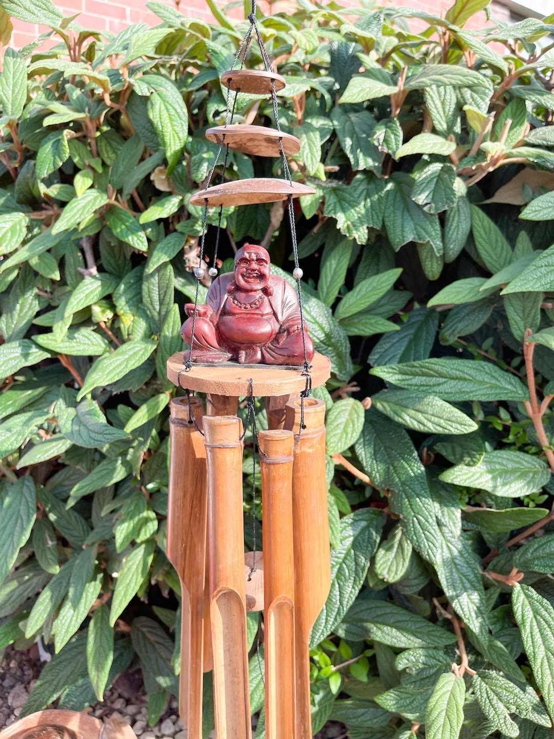 Buddha Wind Chime Natural Bamboo & Coconut Shell Fair Trade Sitting ...