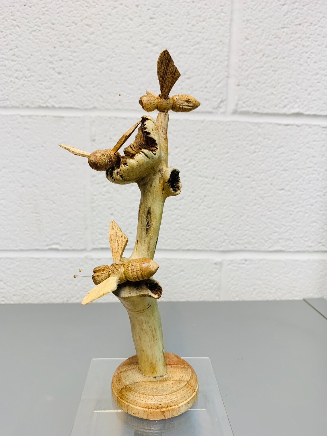 Parasite Bee Carving With Three Hand Carved Ornamental Bees Standing ...