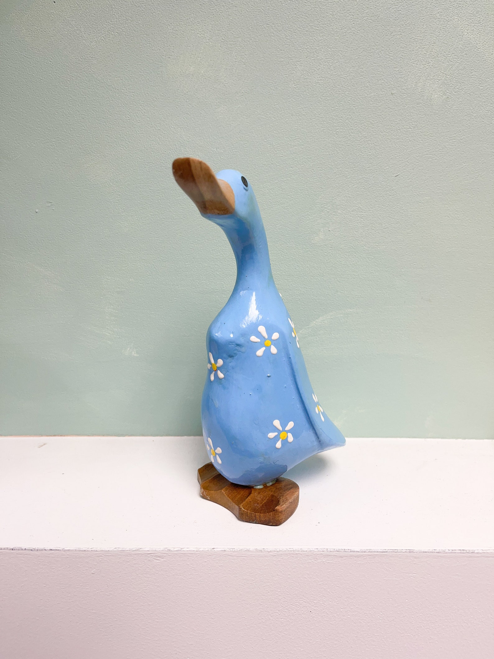 Hand Carved Duck Ornament With a Flowers Green Yellow or Blue - Etsy UK