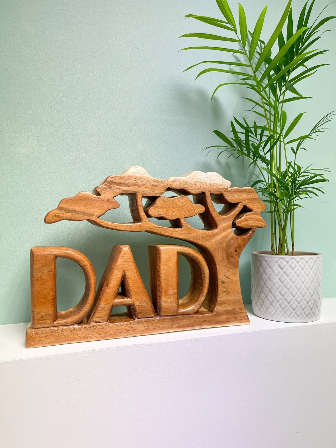 Wooden Carved Dad Ornament Wooden Sign Home Decor Sideboard Tree of ...