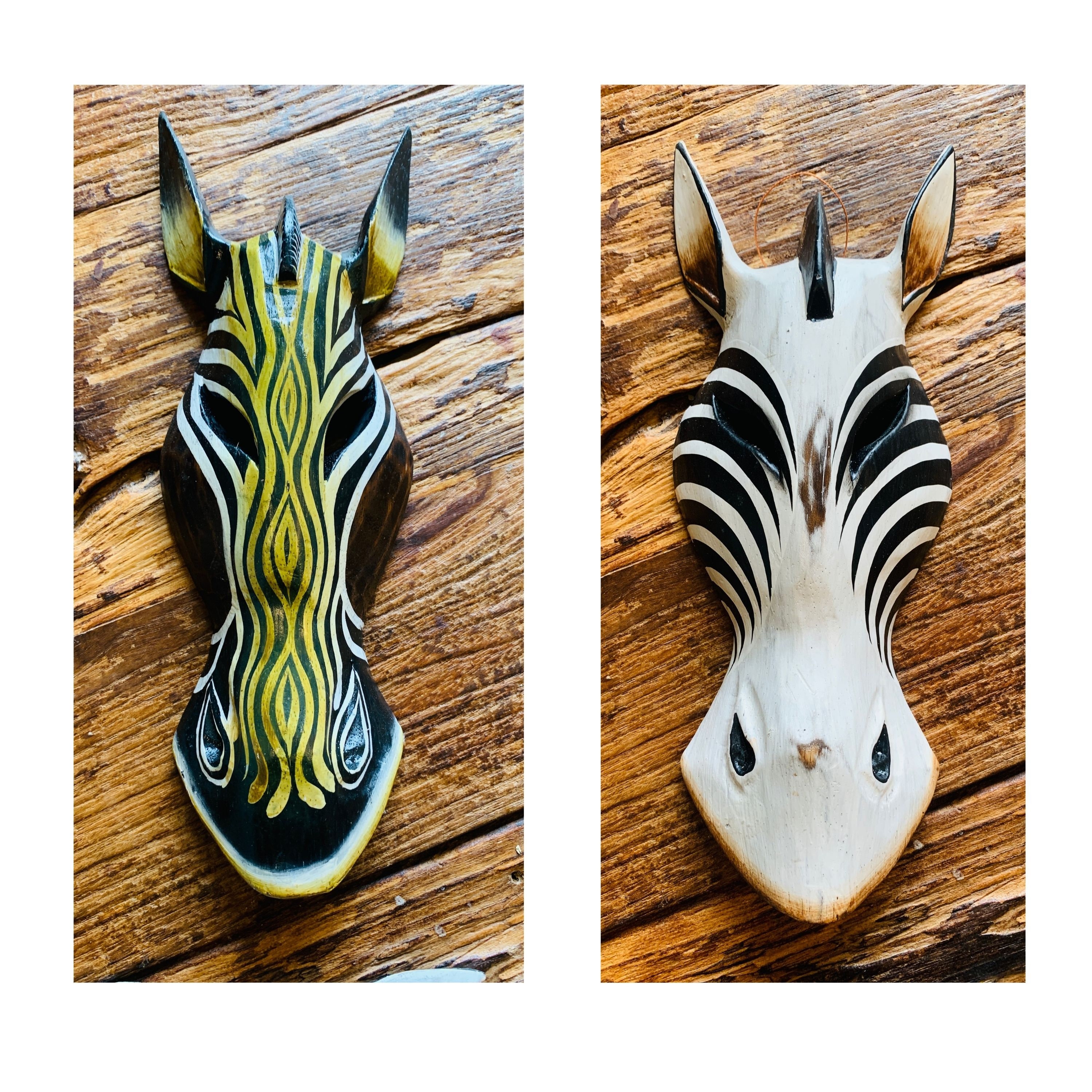 Wooden Animal Masks Wall Hanging Hand Carved Albesia Wood | Etsy UK