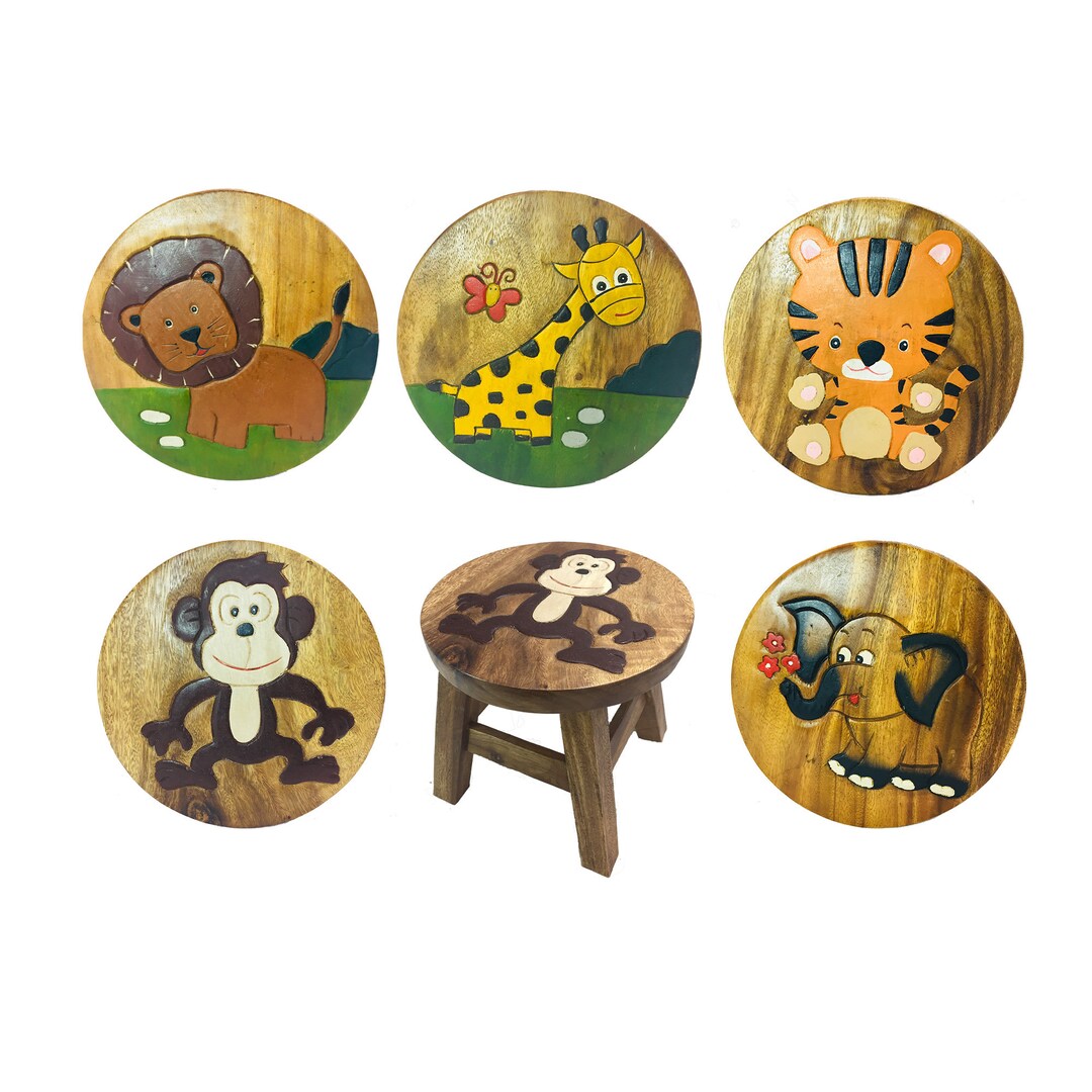 Childrens Wooden Stool Novelty Assorted Design Kids Stool Step Chair ...