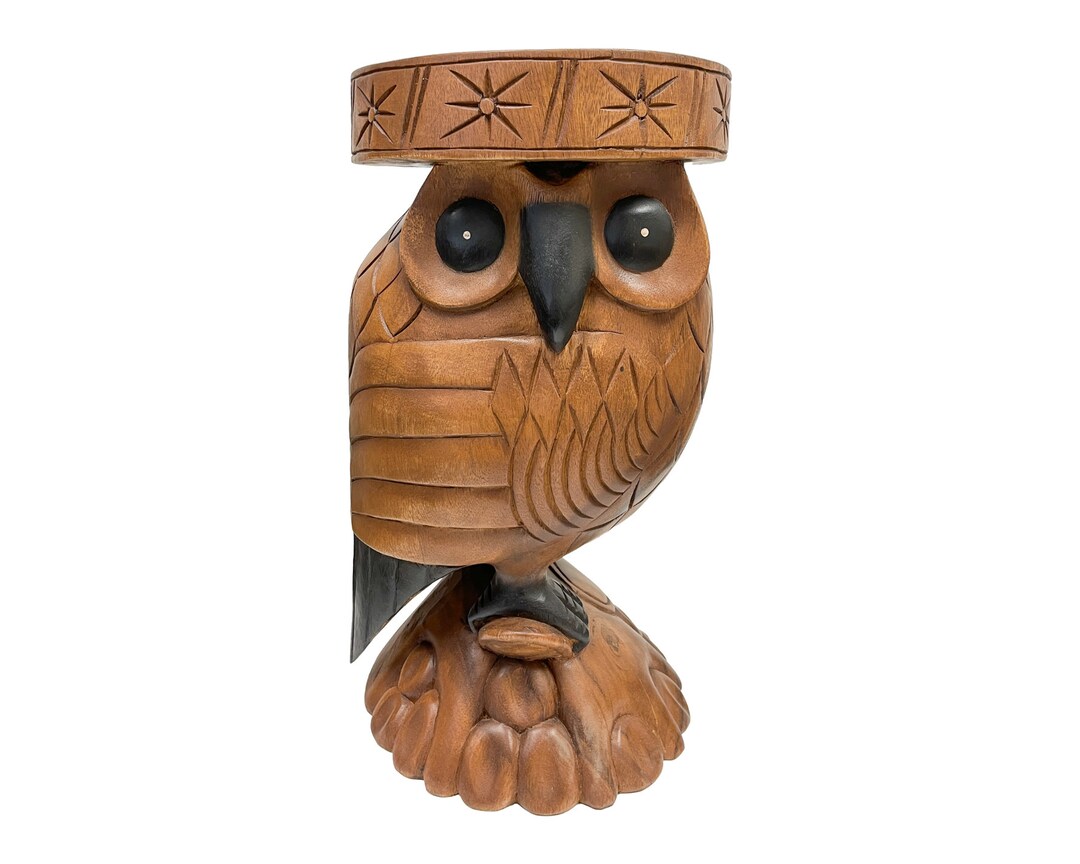 Owl Wooden Stool Side Table Animal Chair Adults Fair Trade Hand Made ...