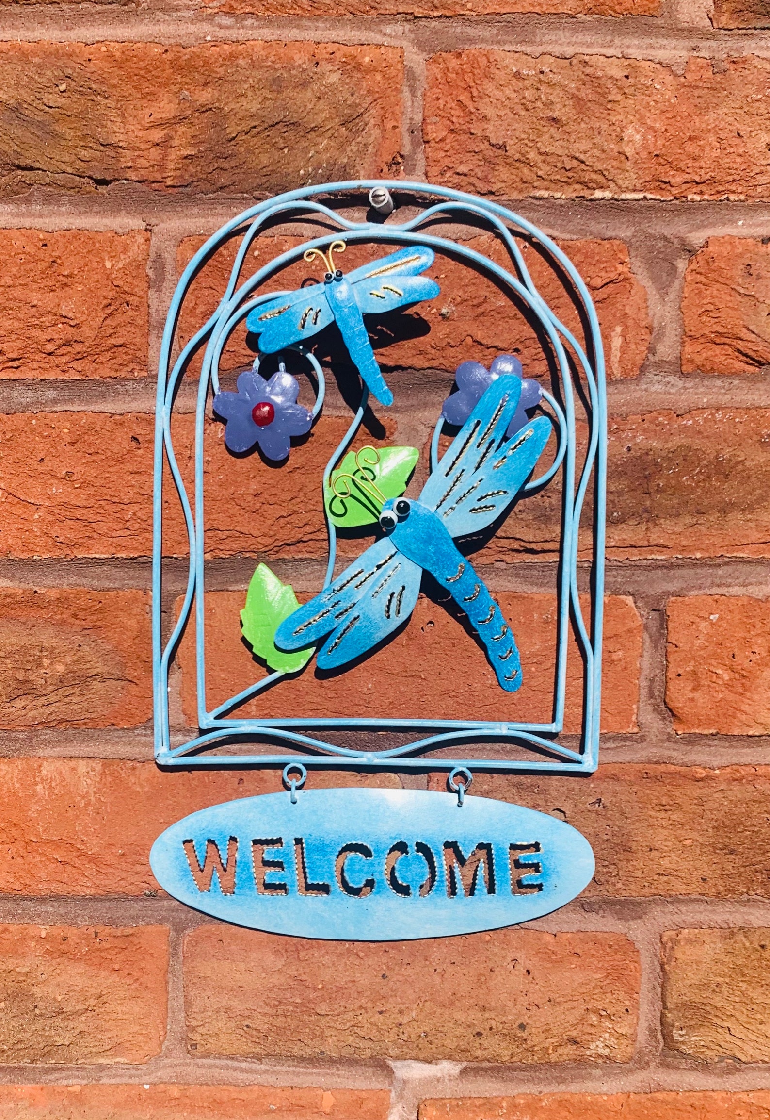 Welcome Sign With Dragonflies Metal Assorted Colours Hand Made - Etsy UK