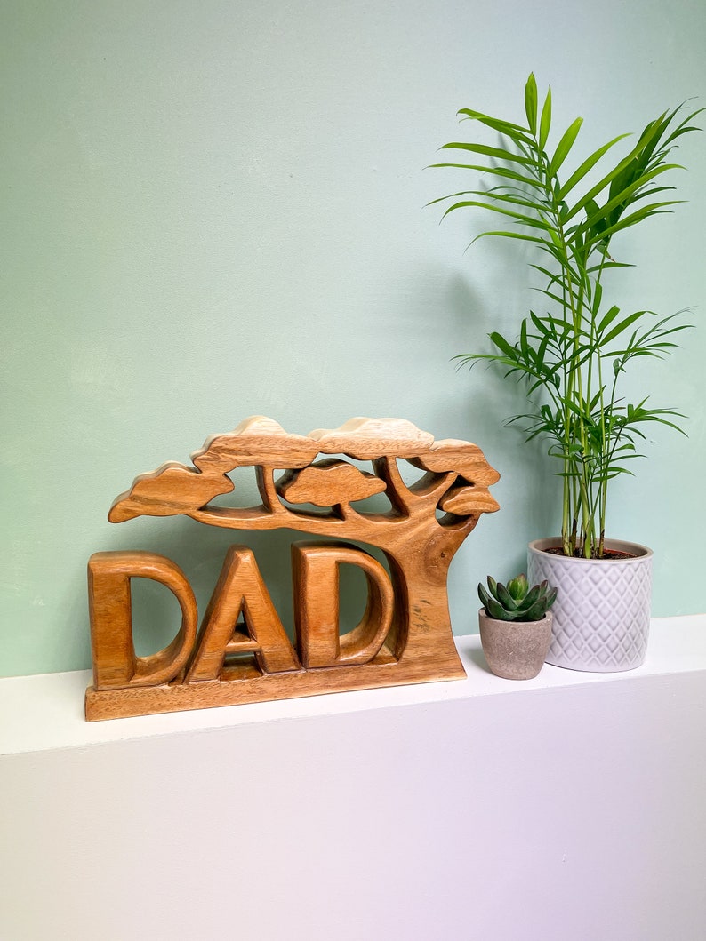 Wooden Carved Dad Ornament Wooden Sign Home Decor Sideboard Tree of ...