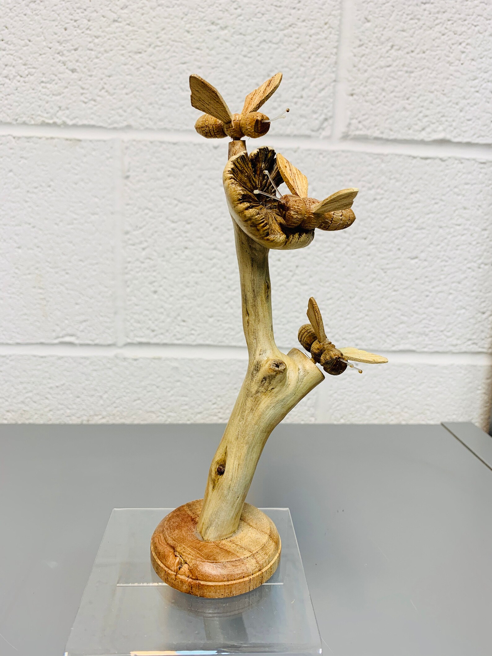 Parasite Bee Carving With Three Hand Carved Ornamental Bees | Etsy UK