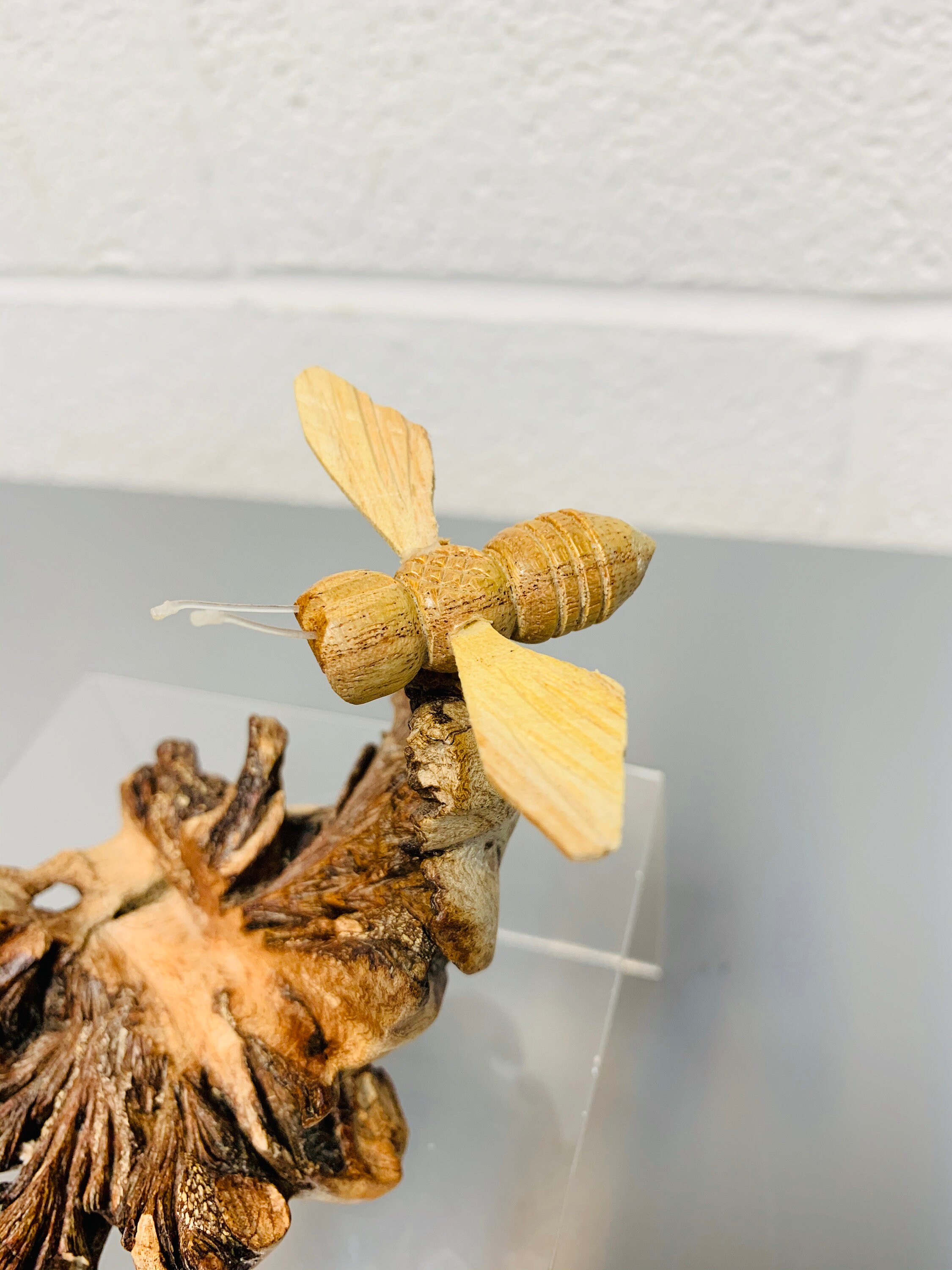 Parasite Bee Carving With Two Hand Carved Ornamental Bees Standing ...
