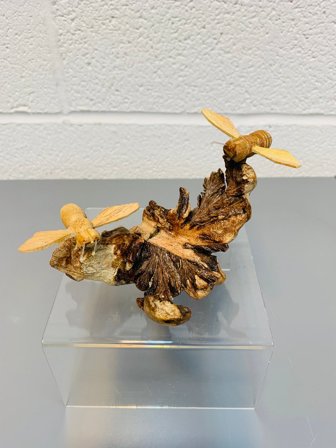 Parasite Bee Carving With Two Hand Carved Ornamental Bees Standing ...