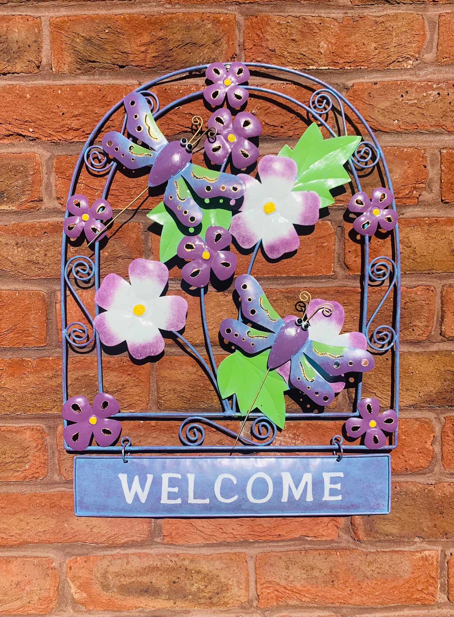 Welcome Sign With Dragonflies Large Metal Assorted Colours Hand Made ...