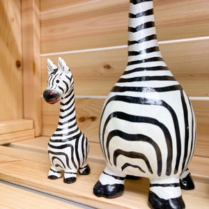 Wooden Zebra Statue - Black and White Wood Hand Carved Decorative ...