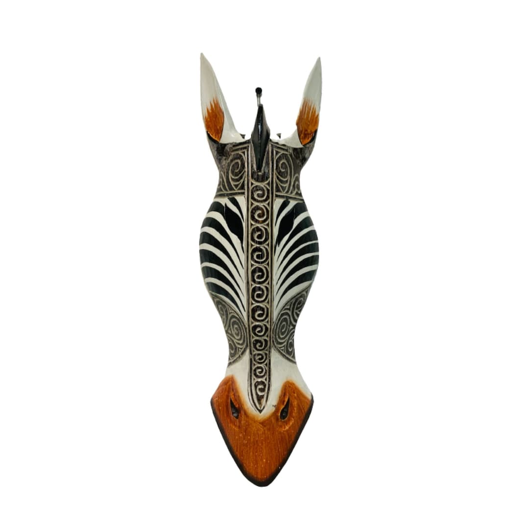 Zebra Masks Wooden Hand Carved Wall Hanging Art Fair Trade Hand Painted ...