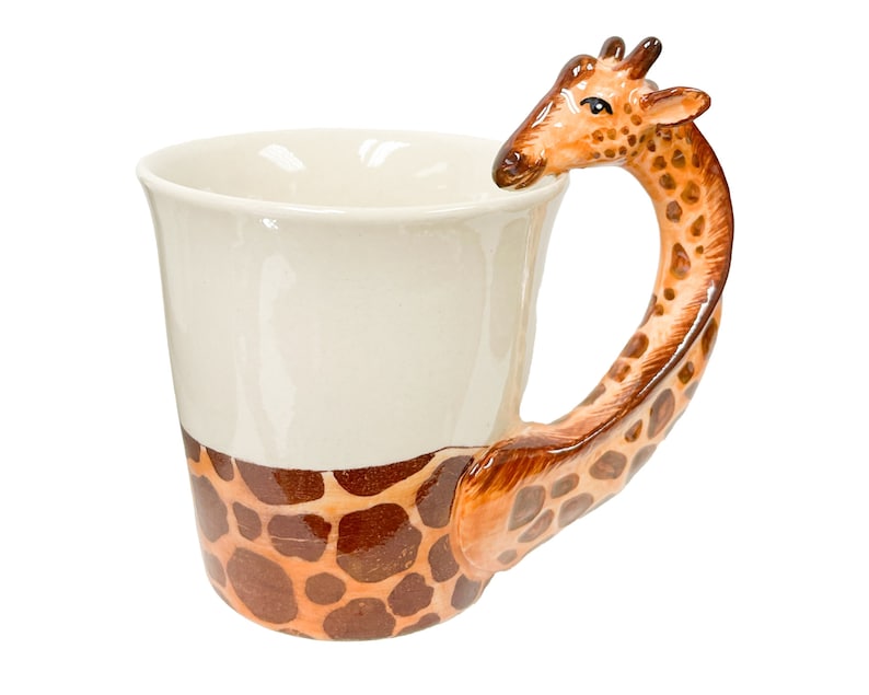Animal Ceramic Mugs Giraffe Zebra Monkey Elephant 3D Animal Head Handle ...