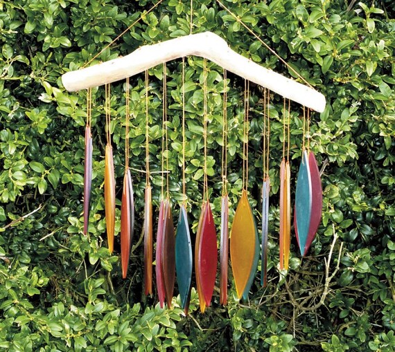 Glass Wind Chime Autumn Fall Colours Multicoloured Leaves | Etsy UK