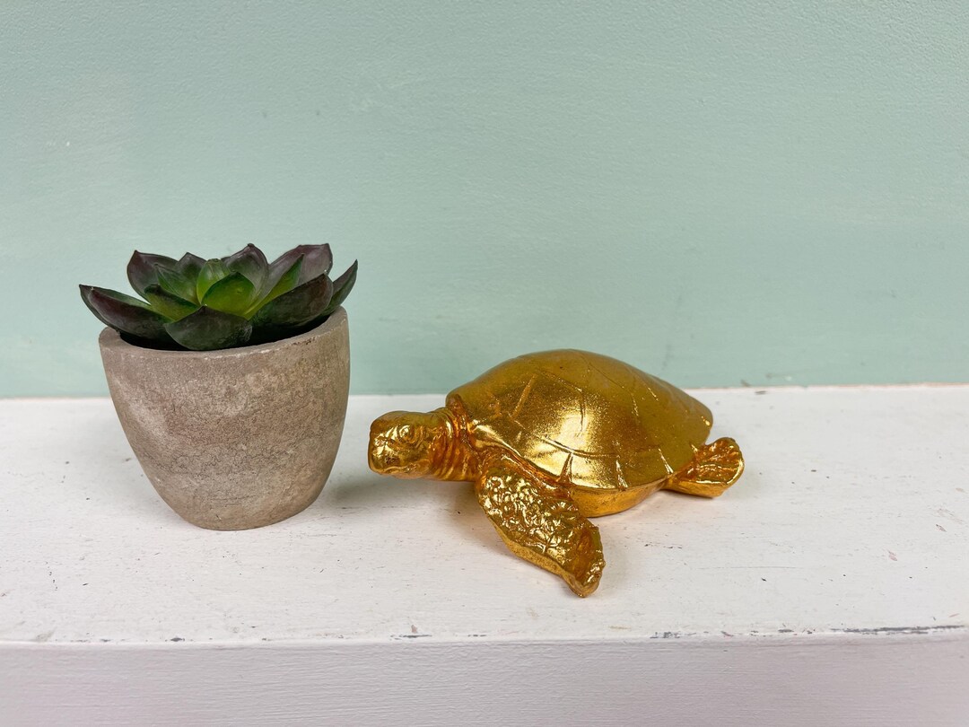 Gold Turtle Ornament Resin Indoor Home Decor Statue Handmade Living ...