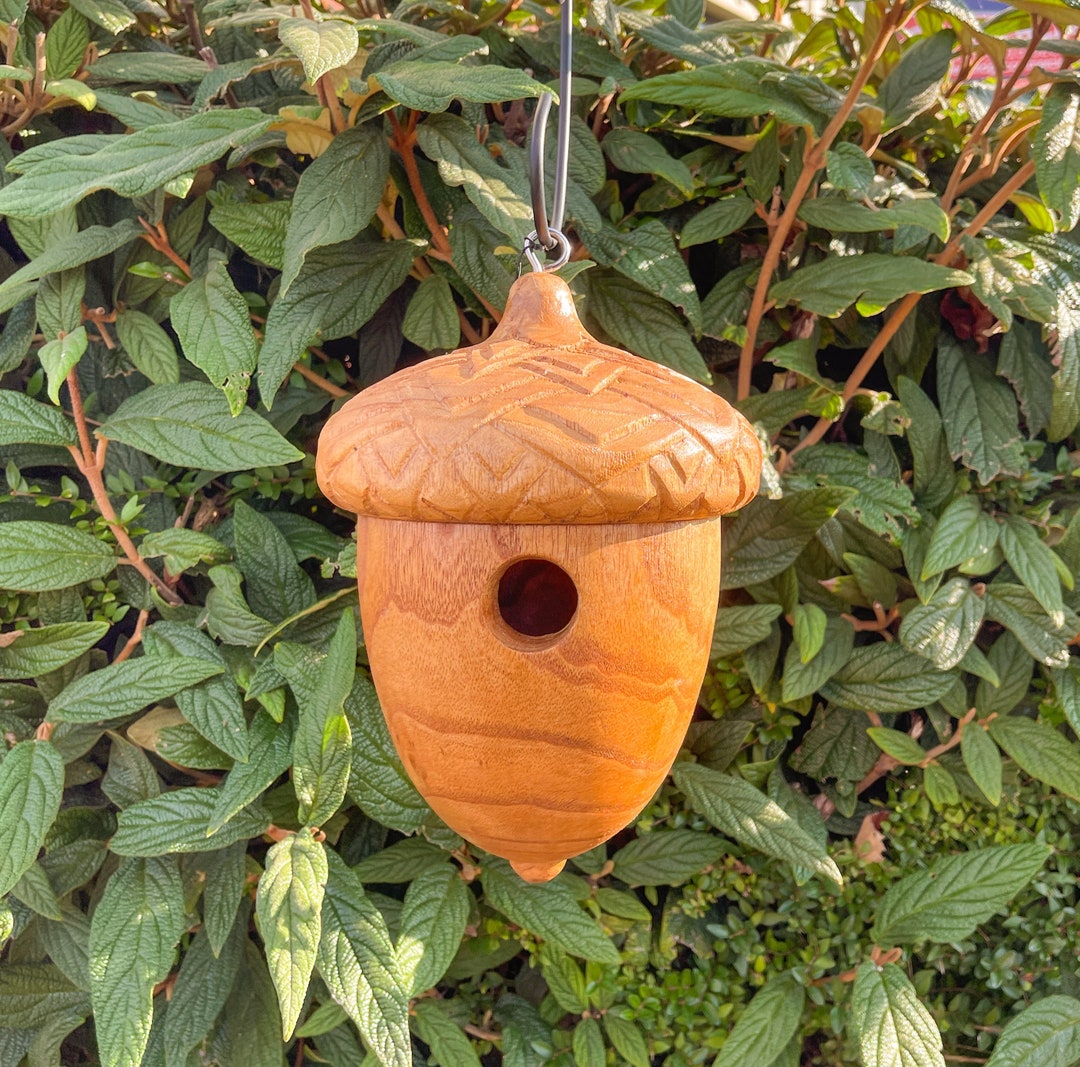 Wooden Acorn Bird House Outdoor Garden Accessory Yard Hanging Decor ...