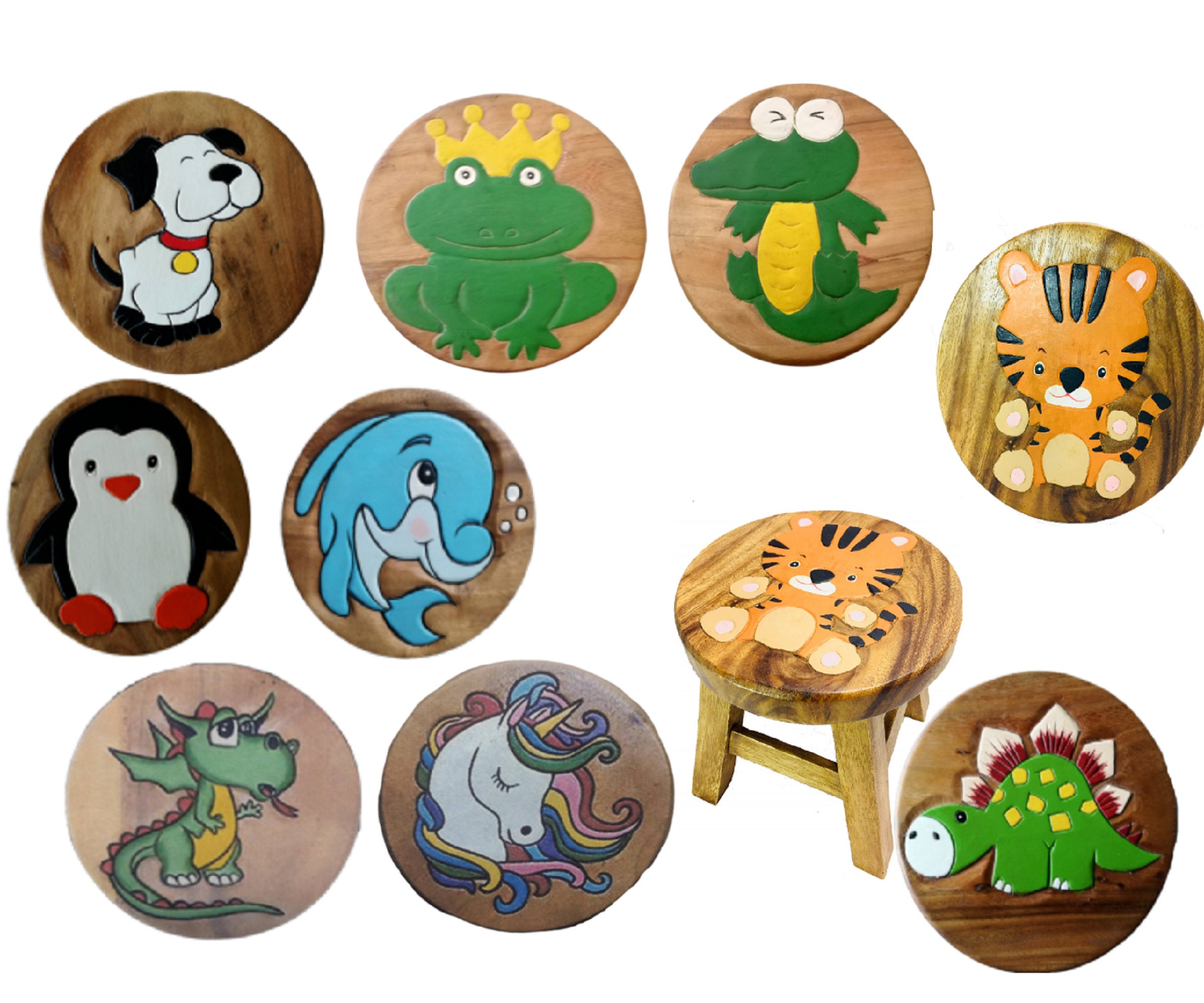 Childrens Wooden Stool Novelty Animal Design Kids Stool Step | Etsy