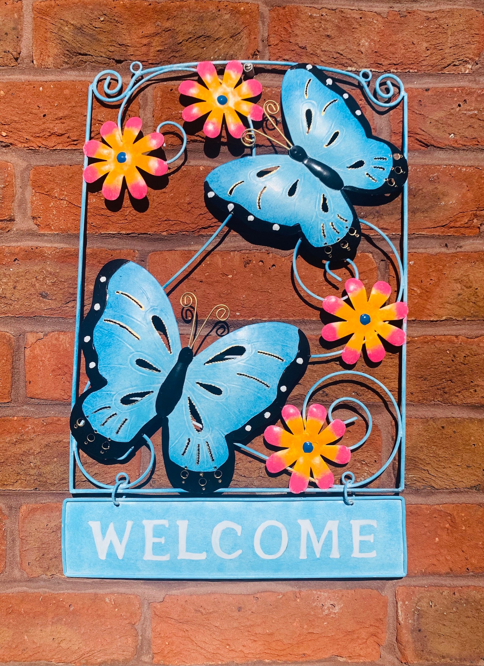 Welcome Sign With Butterflies Large Metal Assorted Colours - Etsy UK