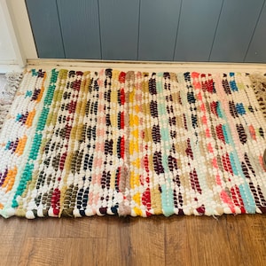 Indian Chindi Rug - Multicoloured Rainbow Recycled Cotton Sustainable ...
