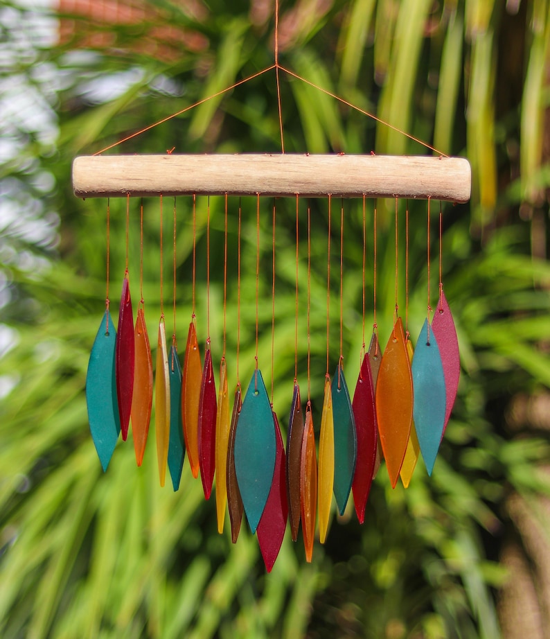 Glass Wind Chime Autumn Fall Colours Multicoloured Leaves - Etsy UK