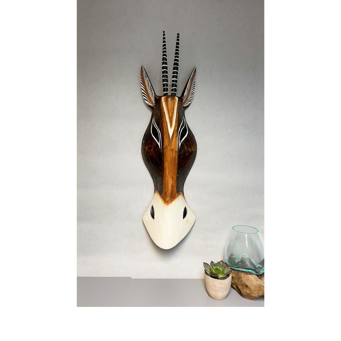 Gazelle Mask Wooden Hand Carved Wall Hanging Art Fair Trade - Etsy