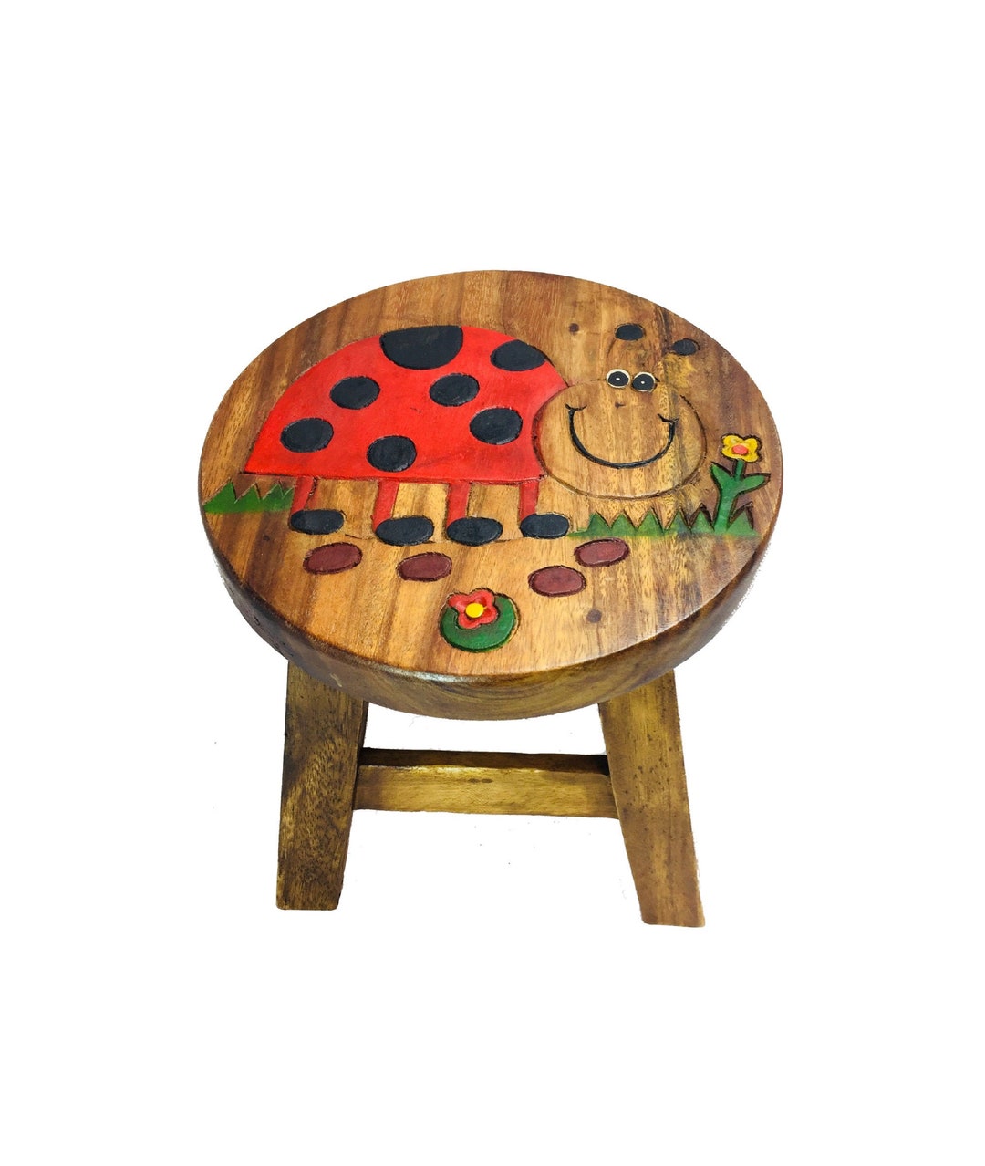 Childrens Wooden Stool Novelty Ladybird Design Kids Stool Step Chair ...