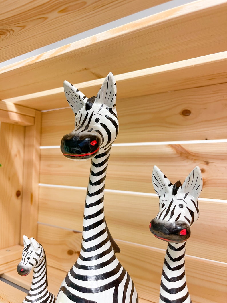 Wooden Zebra Statue Black and White Wood Hand Carved - Etsy