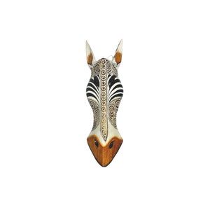 Zebra Masks Wooden Hand Carved Wall Hanging Art Fair Trade Hand Painted ...