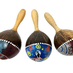 Maracas Dot Painted Design Musical Instrument Wooden Hand Carved Fair ...