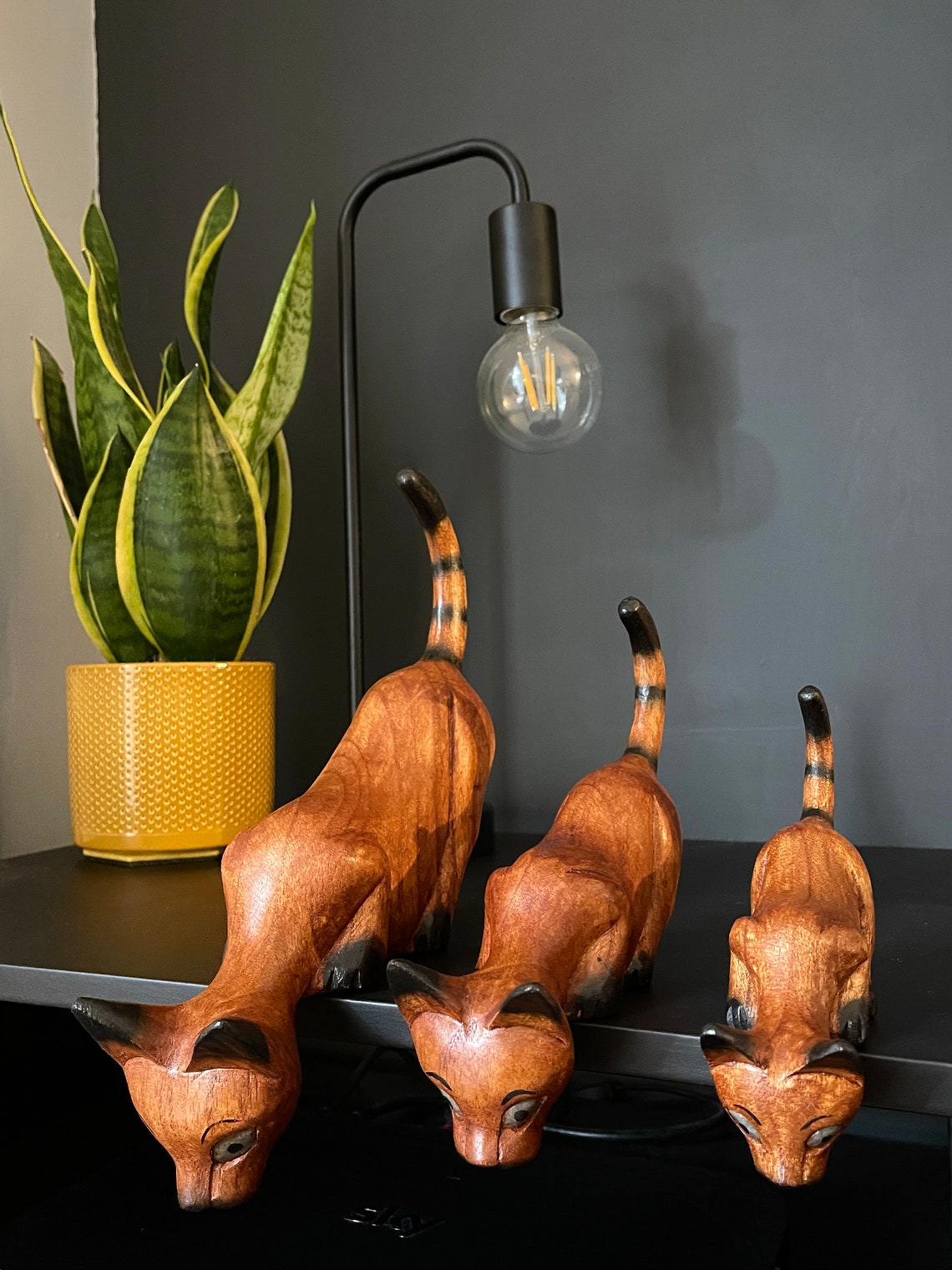 Wooden Shelf Cat Statue Multicoloured Wood Handmade Animal - Etsy