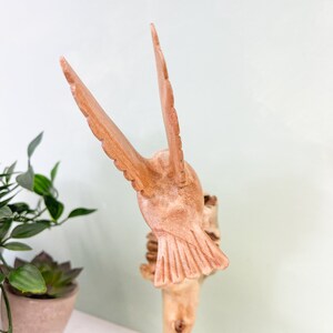 Wooden Hummingbird on Parasite Wood Branch Statue Handmade Wooden ...
