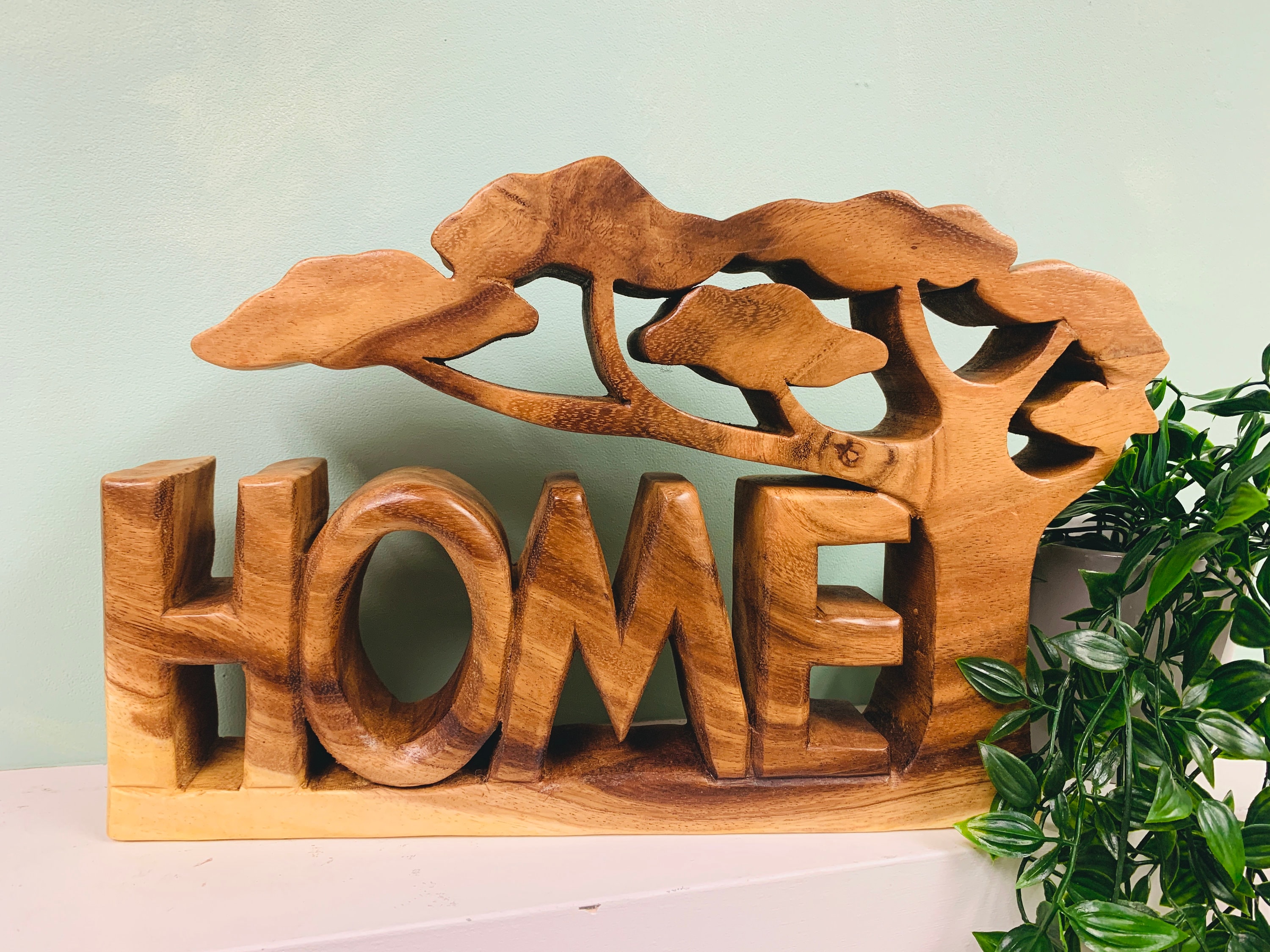Wooden Home Tree Sign in Brown Wood Hand Carved Decorative - Etsy UK