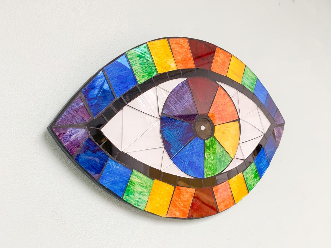 Mosaic Wall Plaque Rainbow Third Eye - Handmade Wall Art Mounted Décor ...