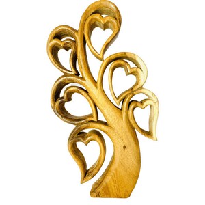 Wooden Heart Tree Ornament - Hand Carved Decorative for Home - Etsy