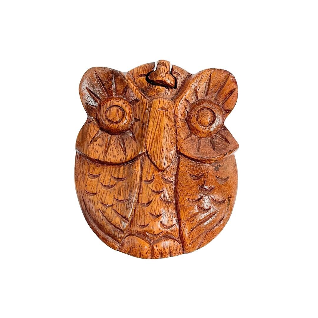 Owl Puzzle Trinket Box in Brown Wood Hand Carved Girls Jewellery Kids ...