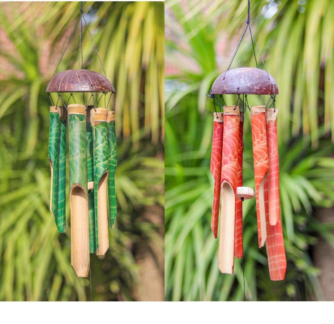 Bamboo and Coconut Shell Wind Chime Red or Green Fair Trade - Various ...